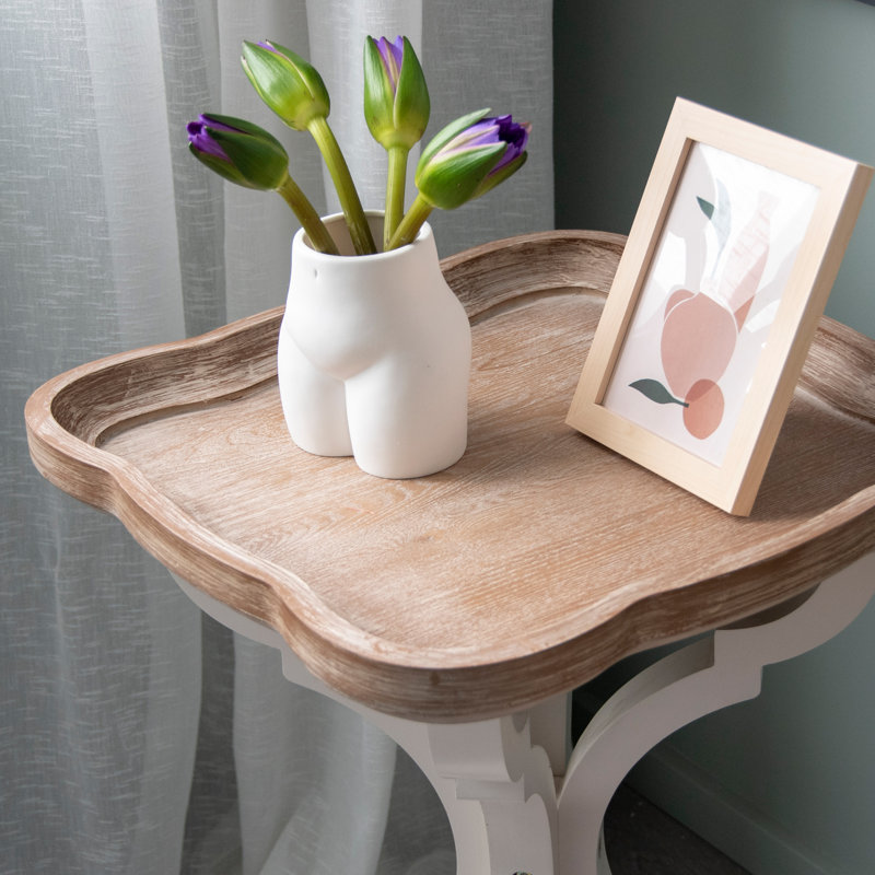 Ophelia & Co. Haag Rustic Farmhouse Cottage Core Accent End Table, Natural Tray Top Side Table ...